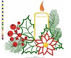 Applique Holiday Candle Embroidery Design | EmbroideryDesigns.com