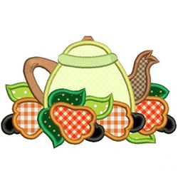 Applique Teapot Embroidery Design | EmbroideryDesigns.com