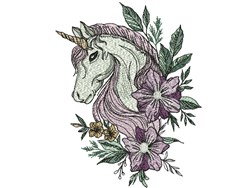 Floral Unicorn Embroidery Design | EmbroideryDesigns.com