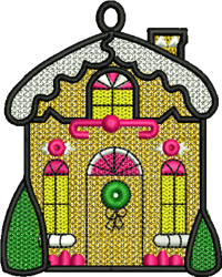 FSL Gingerbread House Embroidery Design | EmbroideryDesigns.com