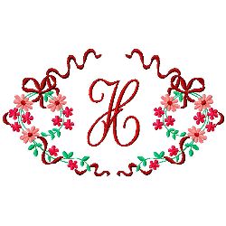 Floral Monogram H Embroidery Design | EmbroideryDesigns.com