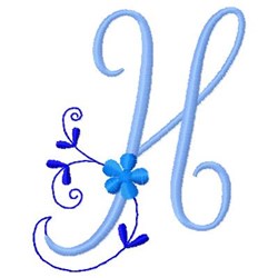 Floral Script Alphabet H Embroidery Design | EmbroideryDesigns.com
