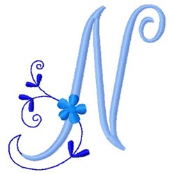 Floral Script Alphabet N Embroidery Design | EmbroideryDesigns.com