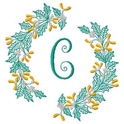 Holly Letter C Embroidery Design | EmbroideryDesigns.com