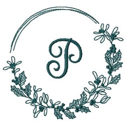 Holly Wreath Letter P Embroidery Design | EmbroideryDesigns.com