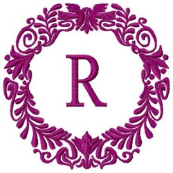 Wreath Monogram Letter R Embroidery Design | EmbroideryDesigns.com
