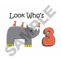 Look Whos Three Embroidery Design | EmbroideryDesigns.com