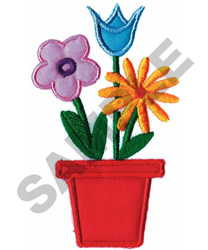 APPLIQUE FLOWER POT Embroidery Design | EmbroideryDesigns.com
