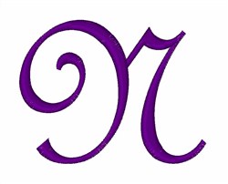 Large Fancy Script N Embroidery Design | EmbroideryDesigns.com