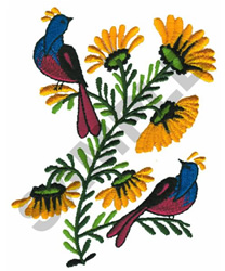 BIRDS & SUNFLOWERS Embroidery Design | EmbroideryDesigns.com