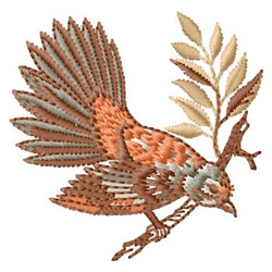 Fantail Bird Embroidery Design | EmbroideryDesigns.com