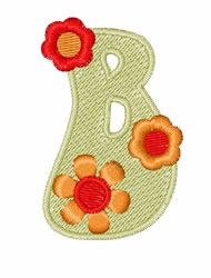 Retro Flower Uppercase B Embroidery Design | EmbroideryDesigns.com
