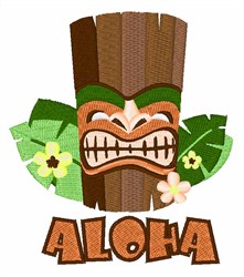 Aloha Tiki Embroidery Design | EmbroideryDesigns.com