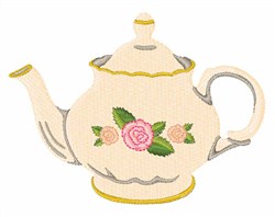 Rose Tea Pot Embroidery Design | EmbroideryDesigns.com