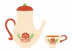 Floral Tea Pot Embroidery Design | EmbroideryDesigns.com