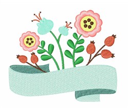 Floral Banner Embroidery Design | EmbroideryDesigns.com