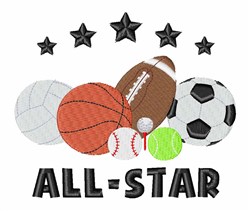 Sports All Star Embroidery Design | EmbroideryDesigns.com