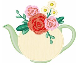 Floral Tea Pot Embroidery Design | EmbroideryDesigns.com