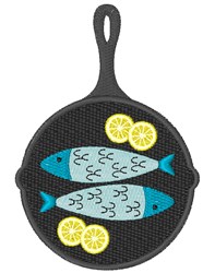 Fish Frying Pan Embroidery Design | EmbroideryDesigns.com