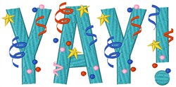 Yay! Confetti Embroidery Design | EmbroideryDesigns.com