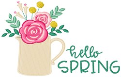 Hello Spring Embroidery Design | EmbroideryDesigns.com