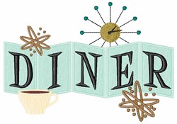 Retro Diner Sign Embroidery Design | EmbroideryDesigns.com