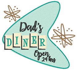 Dads Diner Open Embroidery Design | EmbroideryDesigns.com
