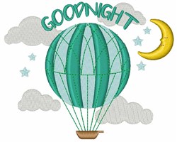 Goodnight Hot Air Balloon Embroidery Design | EmbroideryDesigns.com