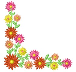 Daisy Flower Corner Embroidery Design | EmbroideryDesigns.com