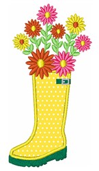 Rain Boot Flowers Embroidery Design | EmbroideryDesigns.com