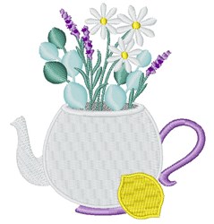 Herbal Tea Pot Embroidery Design | EmbroideryDesigns.com