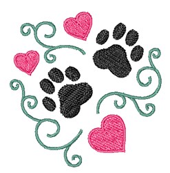 Paw Prints & Swirls Embroidery Design | EmbroideryDesigns.com