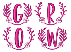 Grow Letters & Laurels Embroidery Design | EmbroideryDesigns.com