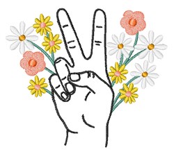 Floral Peace Sign Embroidery Design | EmbroideryDesigns.com