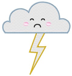 Kawaii Thunder Cloud Embroidery Design | EmbroideryDesigns.com