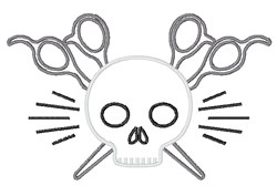 Skull & Scissors Embroidery Design | EmbroideryDesigns.com