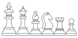Chess Pieces Outline Embroidery Design | EmbroideryDesigns.com