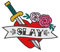 Traditional Heart Slay Tattoo Embroidery Design | EmbroideryDesigns.com