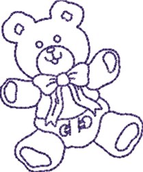Happy Teddy Outline Embroidery Design | EmbroideryDesigns.com