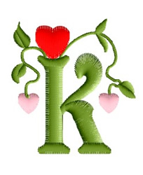 Monogram with Hearts K Embroidery Design | EmbroideryDesigns.com