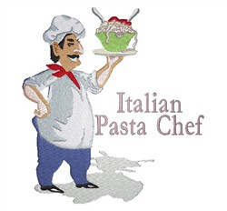 Italian Pasta Chef Embroidery Design | EmbroideryDesigns.com