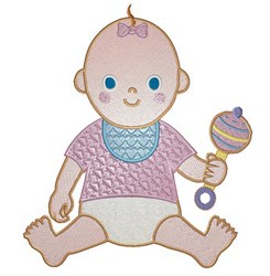 Baby With Rattle Embroidery Design | EmbroideryDesigns.com