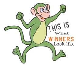 Winner Monkey Embroidery Design | EmbroideryDesigns.com