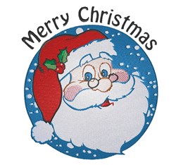 Santa Circle Merry Christmas Embroidery Design | EmbroideryDesigns.com