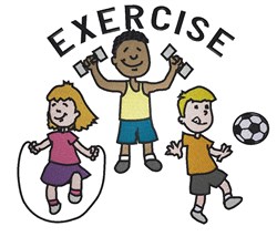 Kids Exercise Embroidery Design | EmbroideryDesigns.com