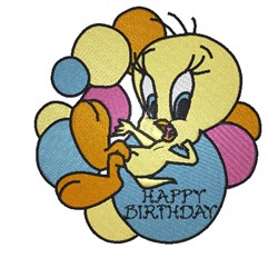 Happy Birthday Tweety Embroidery Design | EmbroideryDesigns.com