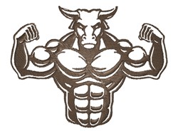 Bull Bodybuilder Mascot Embroidery Design | EmbroideryDesigns.com