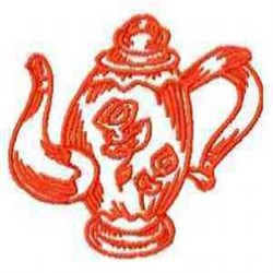 Redwork Tea Pot Embroidery Design | EmbroideryDesigns.com
