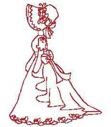 Redwork Victorian Lady Embroidery Design | EmbroideryDesigns.com