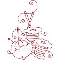 Redwork Sewing Thread Embroidery Design | EmbroideryDesigns.com